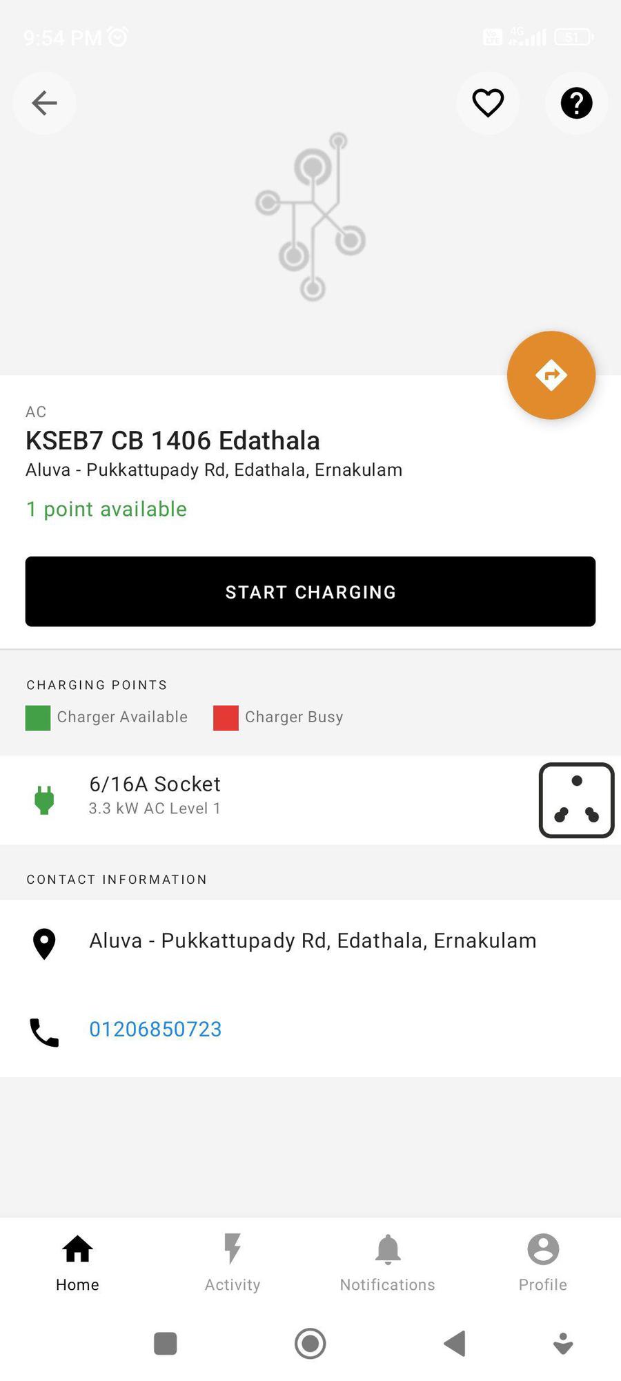 KSEB Choondy Edathala 3.3KW AC Slow Charger | Aluva, KL | EV Station