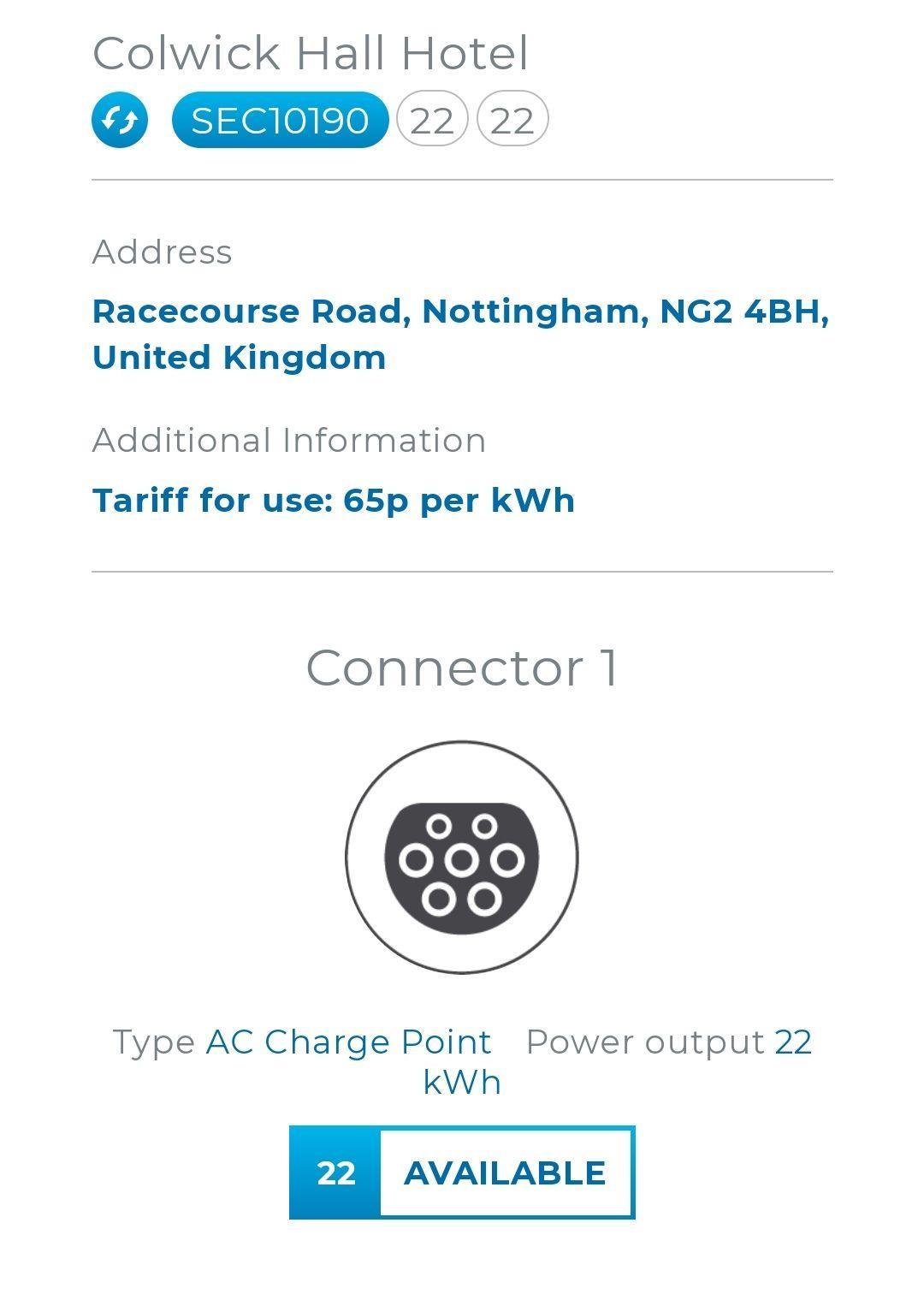 Colwick Hall Hotel | Racecourse Road, Nottingham NG2 4BH | EV Station