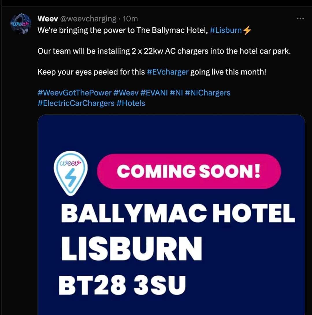 Ballymac Hotel | 7A Rock Rd, Lisburn BT28 3SU, UK | EV Station