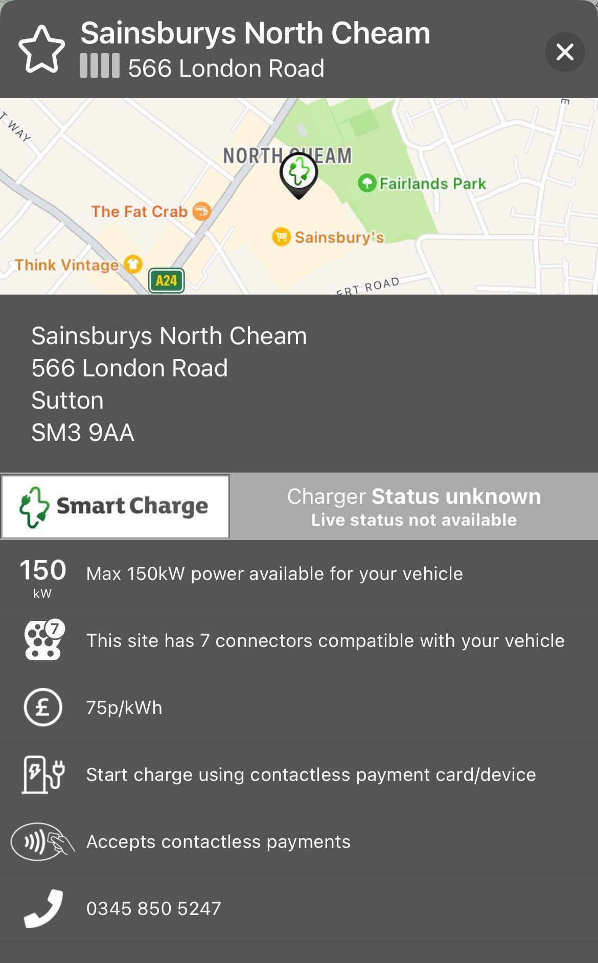 Sainsbury's North Cheam | 566 London Rd, Sutton, SM3 9AA, UK | EV Station