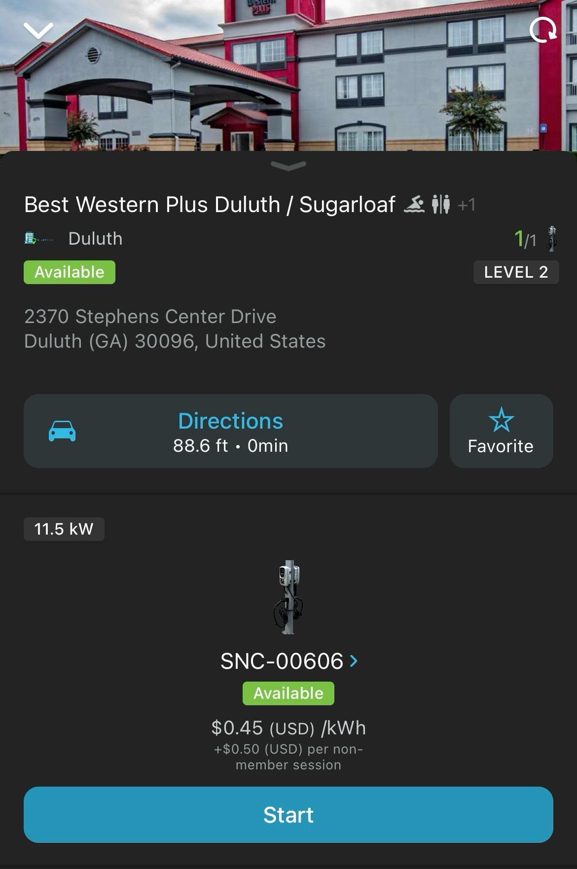 Best Western Plus Duluth Sugarloaf | Duluth, GA | EV Station