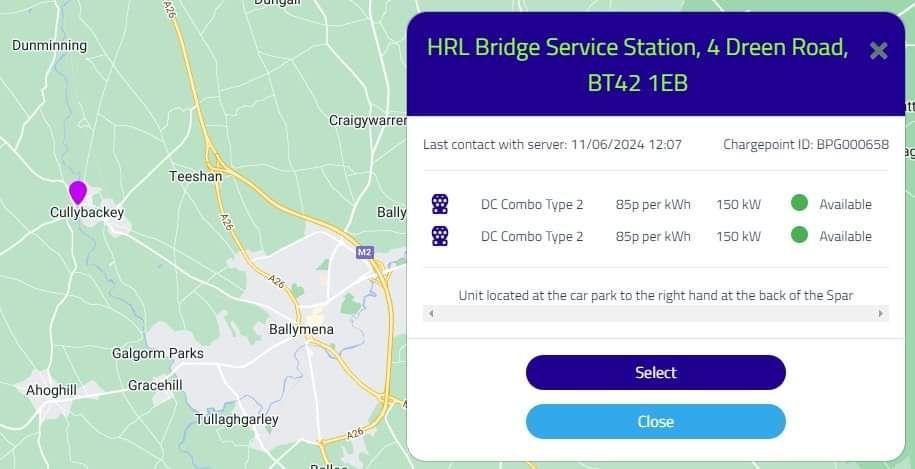 HRL Bridge Service Station | Cullybackey, Northern Ireland | EV Station