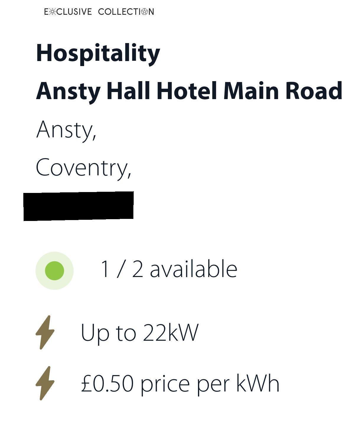Ansty Hall | Main Rd, Ansty, Coventry, CV7 9HZ, UK | EV Station