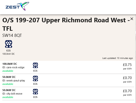Zest EV Charging | 199 - 207 Upper Richmond Rd W, London, SW14 8QT, UK ...