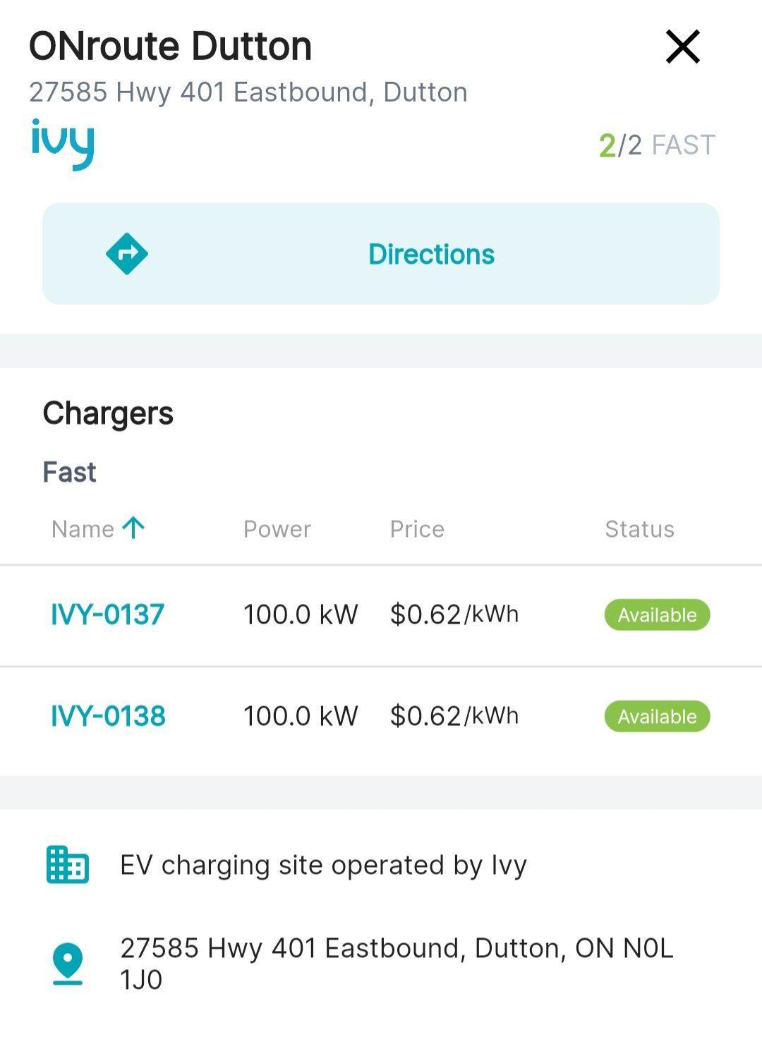 ONroute Dutton Eastbound 401 | Dutton, ON | EV Station