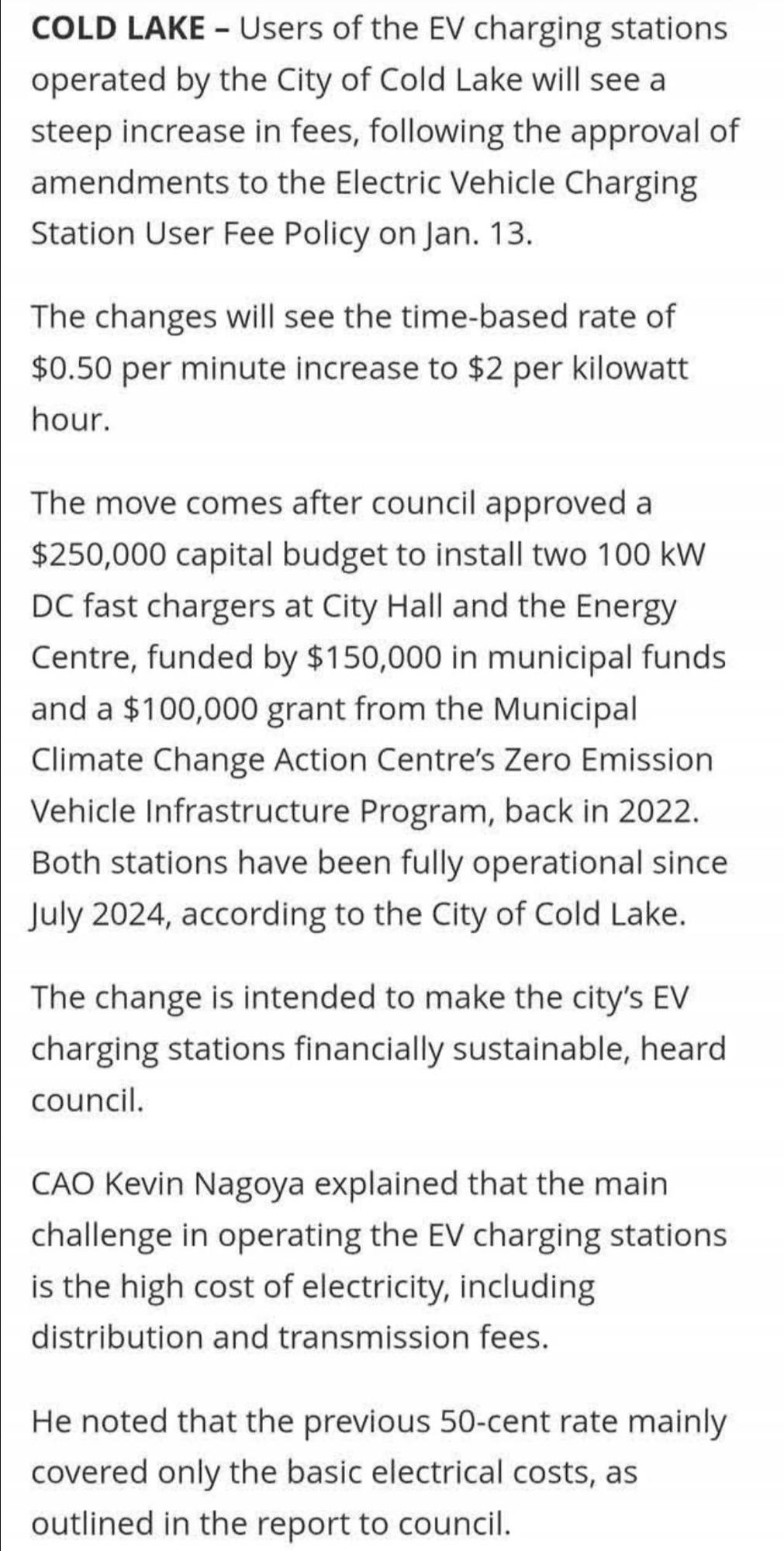 Cold Lake City Hall - North Side Parking Lot | Cold Lake, AB | EV Station