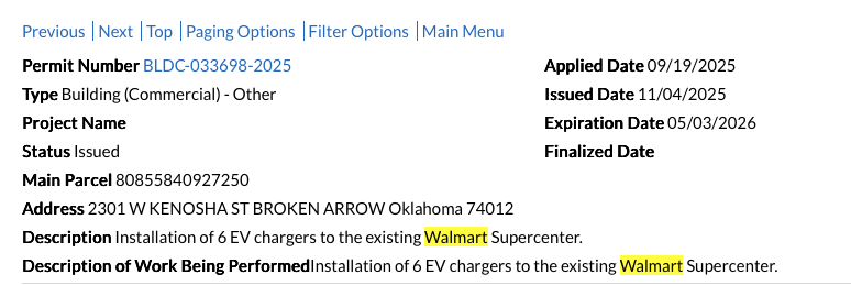 Walmart Supercenter #472 (Coming Soon) | Broken Arrow, OK | EV Station